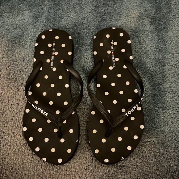 Tommy Hilfiger | Shoes | Tommy Hilfiger Black White Polka Dot Women Flip Flops | Poshmark